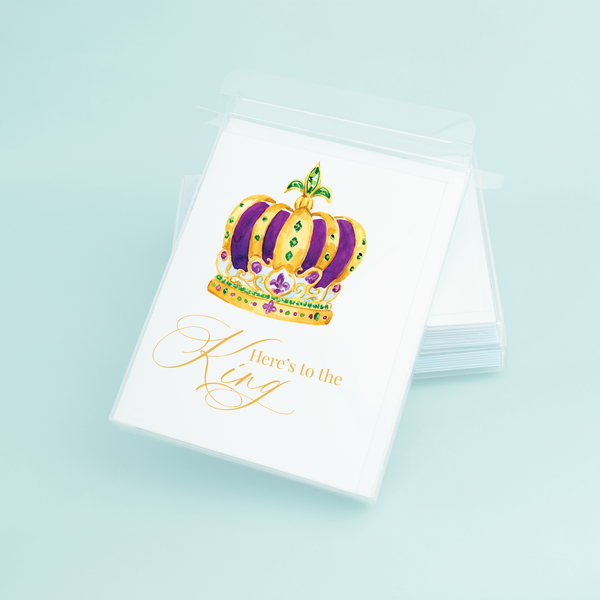 King Crown "Here's to the King" Greeting Card | Mardi Gras Stationery ...