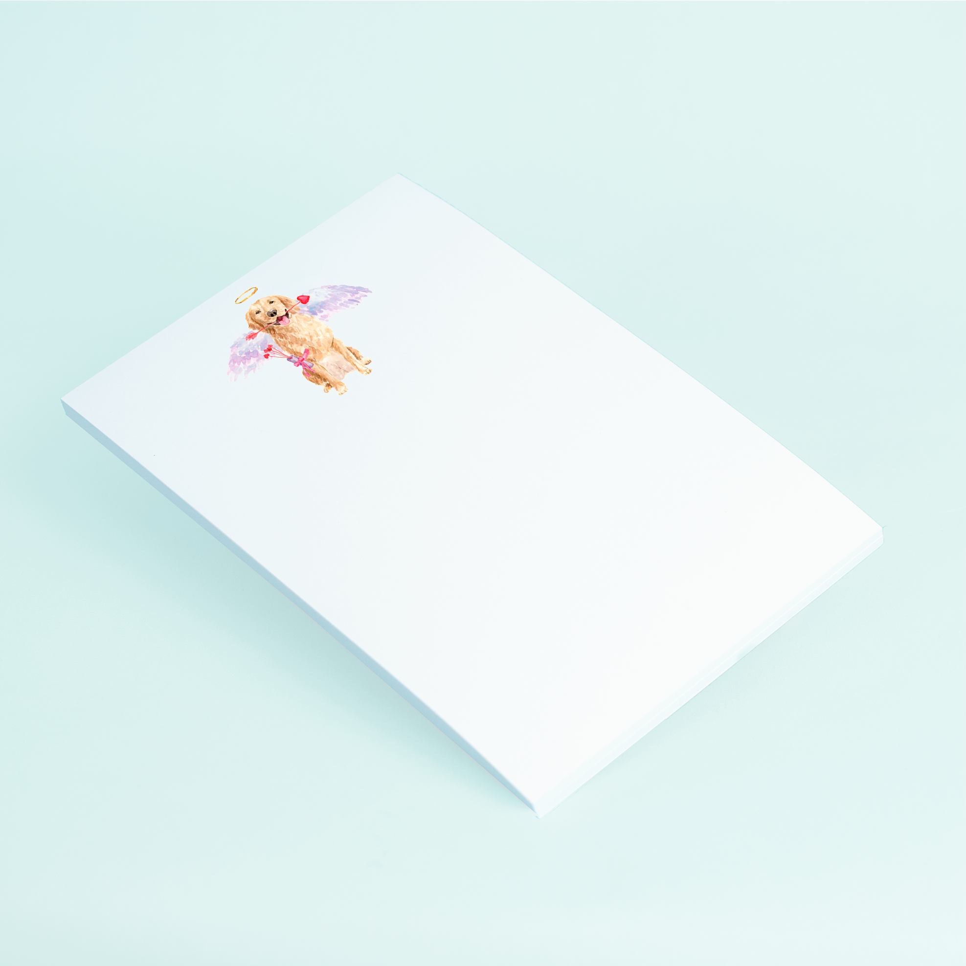 Cupid Golden Retriever Notepad | Valentine's Day Dog Stationery ...