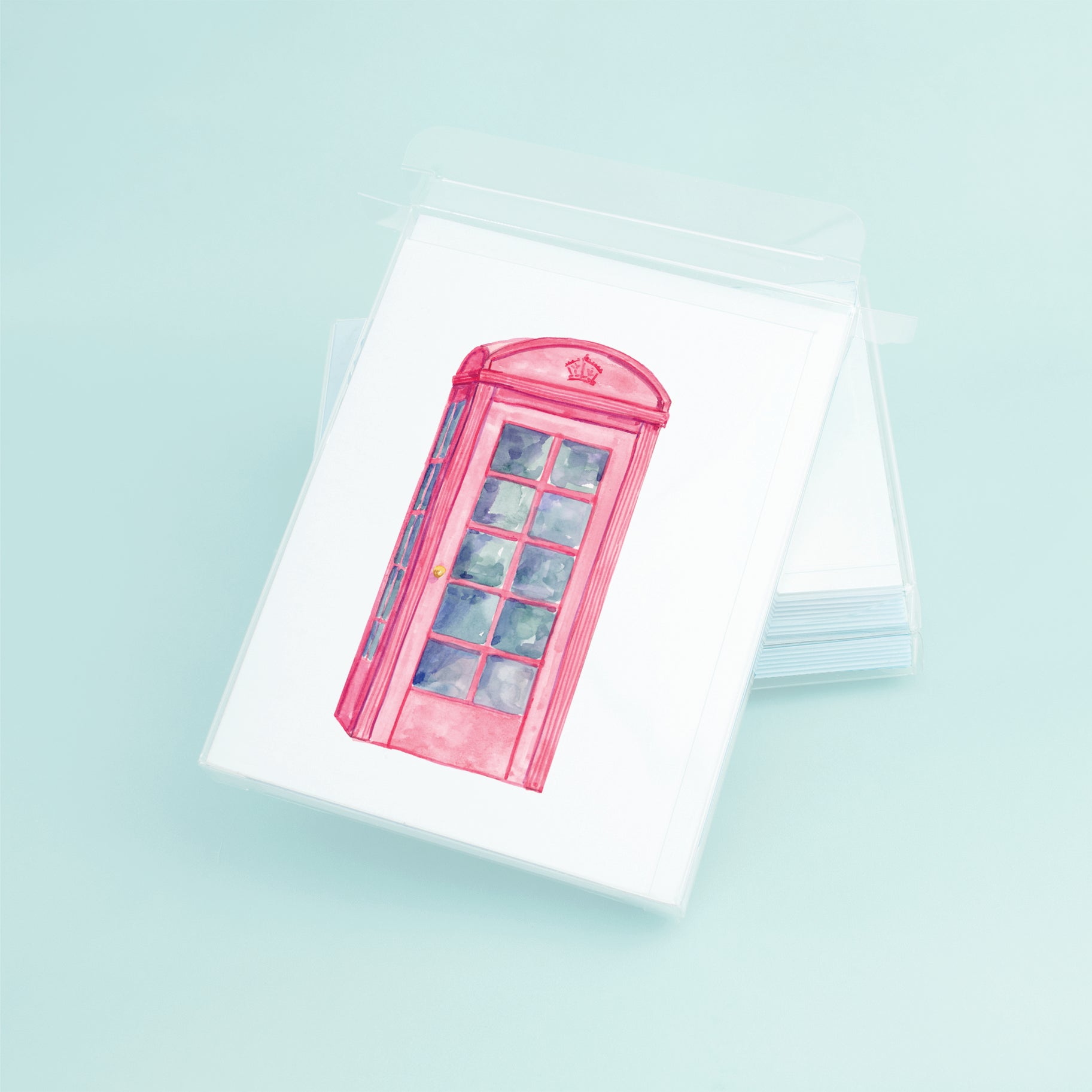 Pink Telephone Booth Greeting Card | Valentine's Day Stationery ...