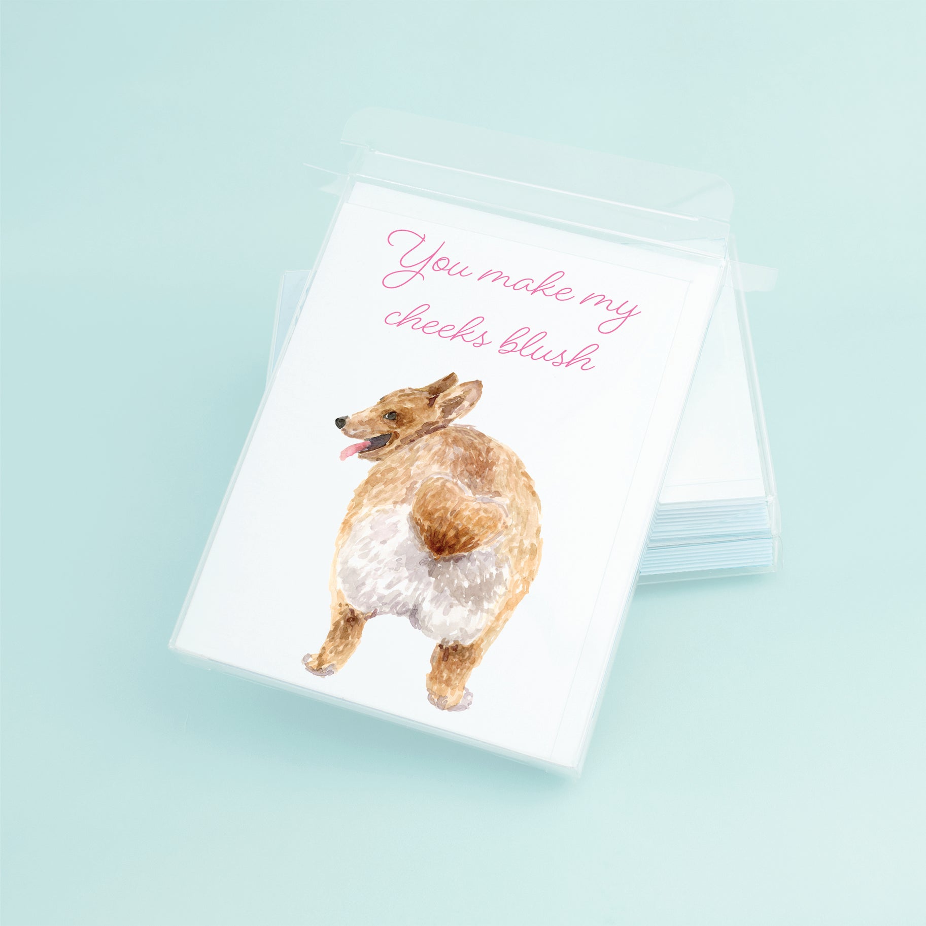 Corgi Butt Greeting Card | You Make My Cheeks Blush Pet Stationery ...